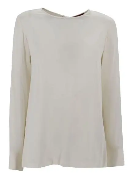 Max Mara Lodi Crewneck Top With Long Sleeves - Gray