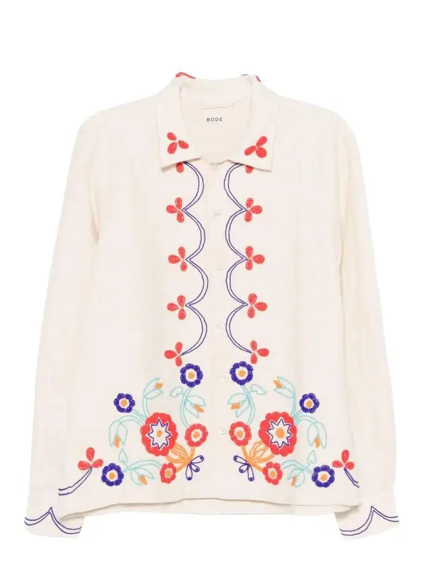BODE Garden Party Beaded Embroidered Shirt - Ecrumulti