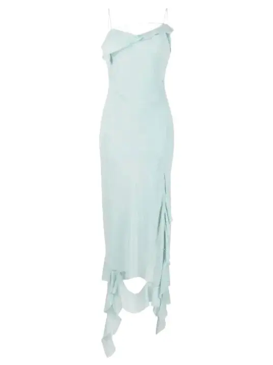 Acne Studios Asymmetrical Ruffled Midi Dress - Caribbean Ocean Blue