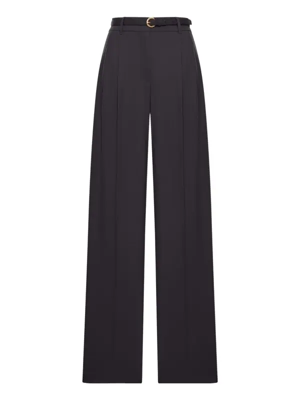 Max Mara Belted Wool Trousers - Black