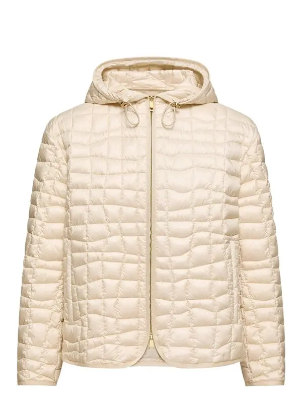 Moncler Zip-up Quilted Hooded Jacket - Light Beige