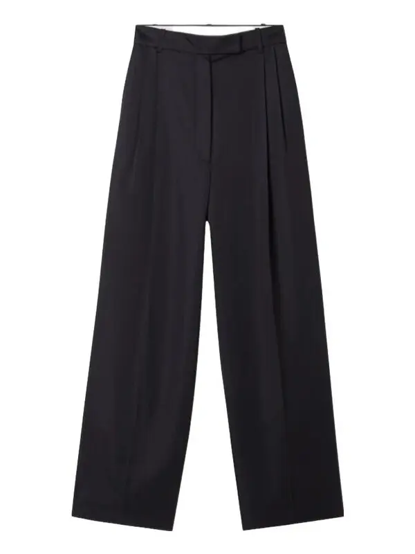 RÓHE High-waisted Pleated Wide-leg Pants - Black