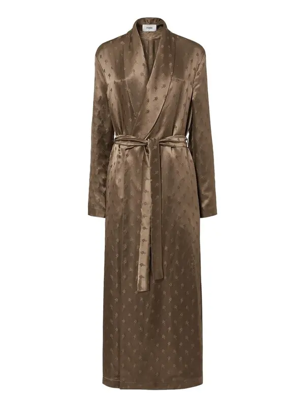 Fendi Jacquard Silk Overcoat - Dark Green