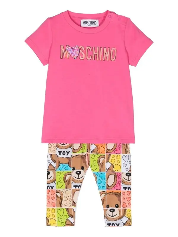 Moschino Logo-print T-shirt And Leggings Set - Pink