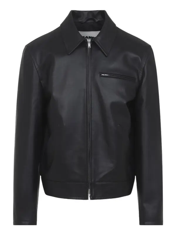 JIL SANDER Zip-front Leather Jacket - Black