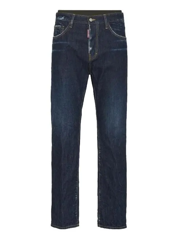 Dsquared2 Dark Wash Loose Distressed Jeans - Navy Blue