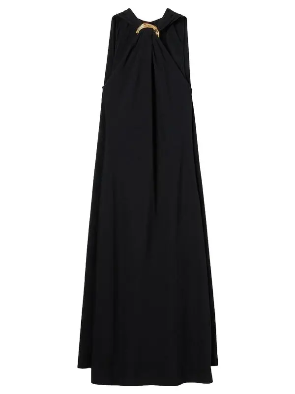 Gucci Halter Neck Evening Dress With Metal Bamboo Detail - Black