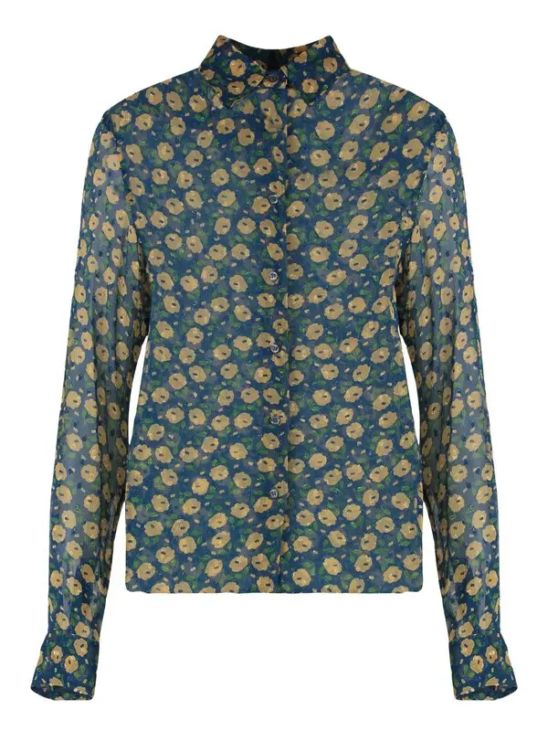 Aspesi Floral Long-sleeve Shirt - Blue