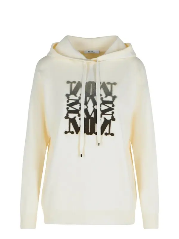 Max Mara Oversized Wool Hoodie With Embroidery - White