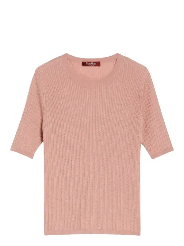 Max Mara Round Neck Short Sleeve Sweater - Pink