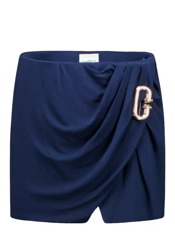 Casablanca Draped Skirt With Logo Detailing - Blue