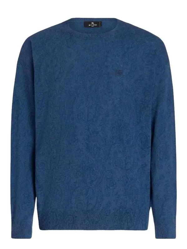 Etro Crewneck Logo-embroidered Knitted Jumper - Blue