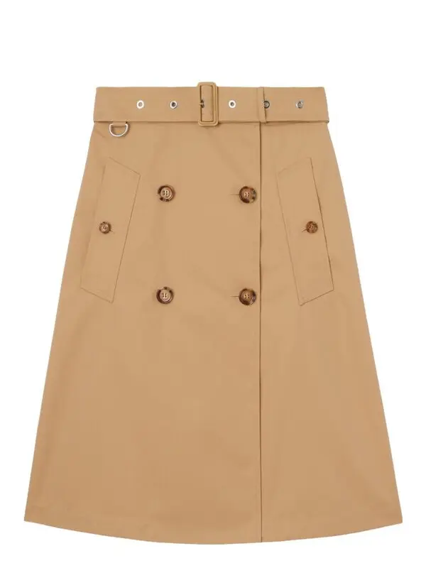 Burberry Midi Trench Skirt With Buckled Waistband - Nude