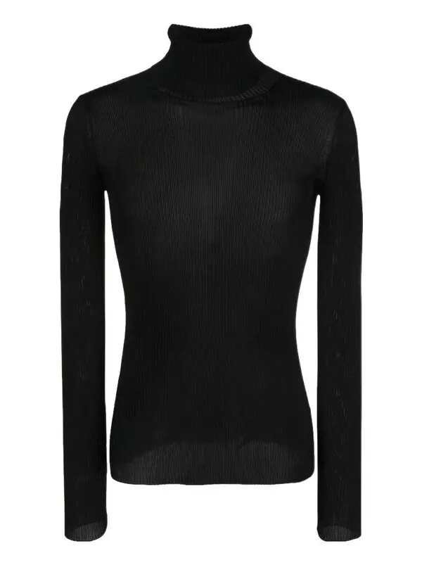 Off-White Ribbed Long-sleeve Turtleneck Jumper - Black