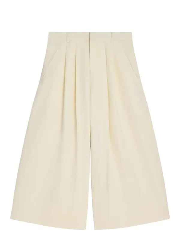 Celine Diagonal Wool Cropped Trousers - Ivory