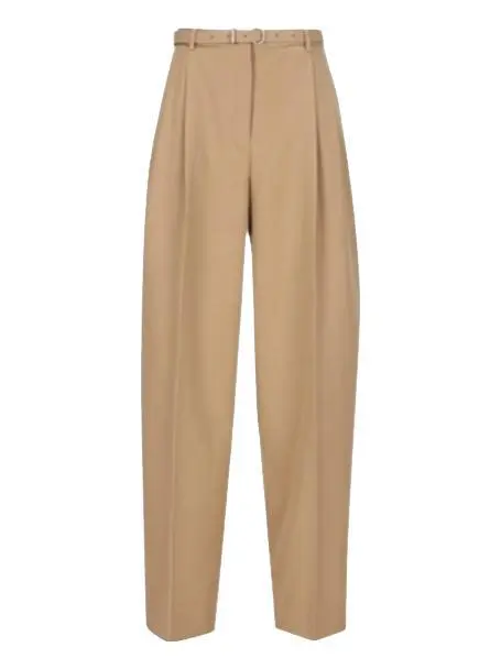 JIL SANDER High-waisted Belted Trousers - Clay
