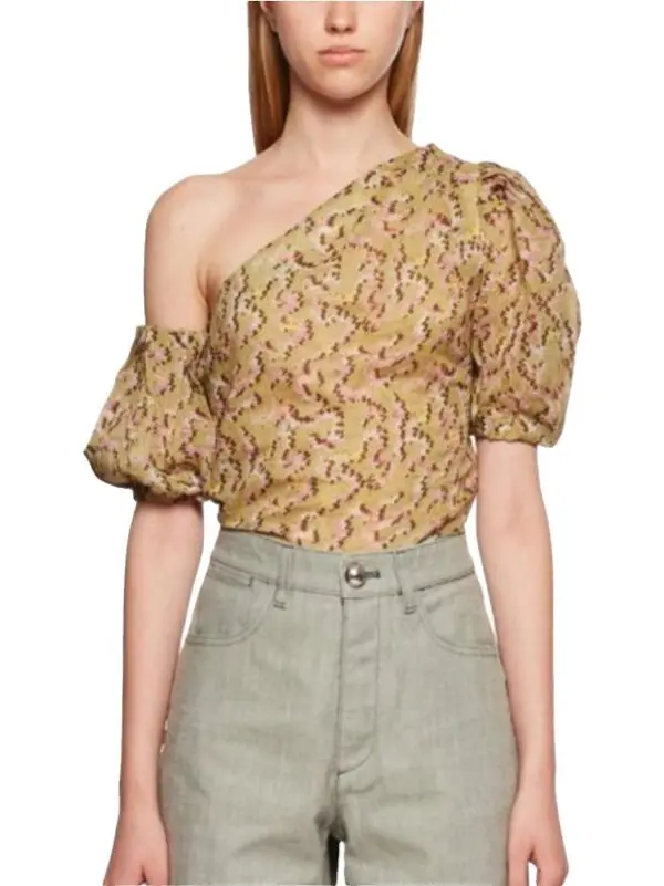 Isabel Marant Étoile Printed One-shoulder Blouse - Nude