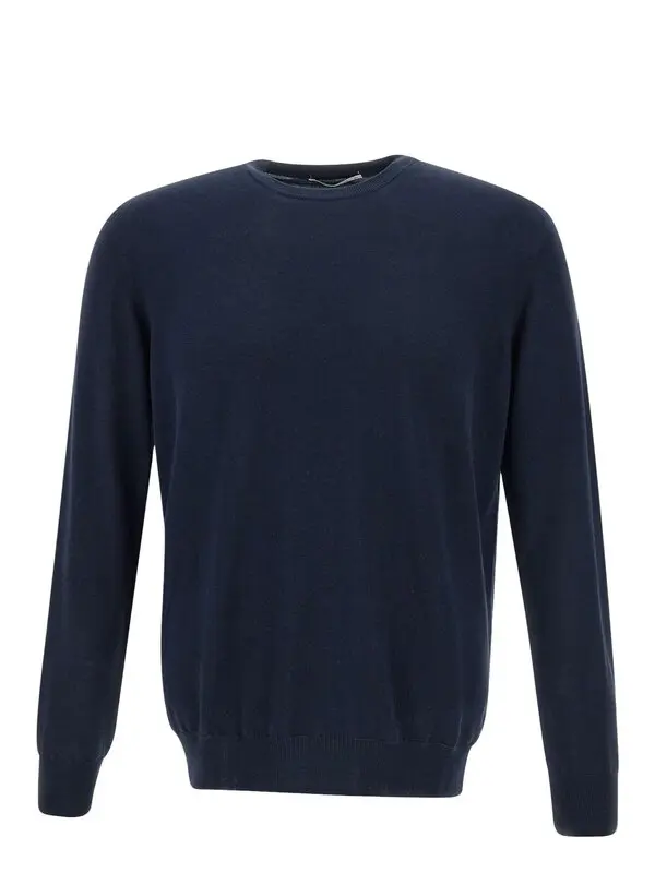 KANGRA Crew Neck Long Sleeve Sweater - Navy Blue
