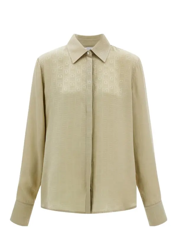 FERRAGAMO Monogram Silk Shirt - Burnt Sage