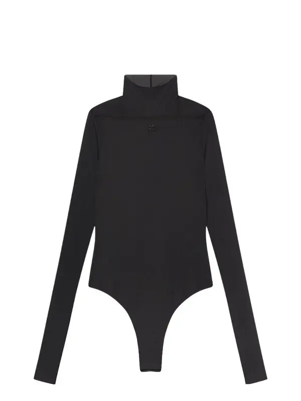COURREGES Long Sleeve High Neck Bodysuit - Black