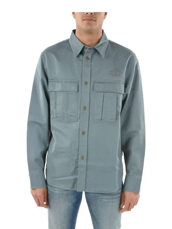 DIESEL® Utility Shirt Jacket With Logo Detail - Gray