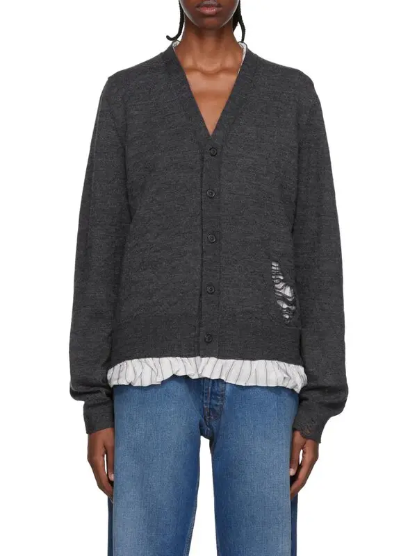 MAISON MARGIELA Distressed Buttoned Cardigan - Black
