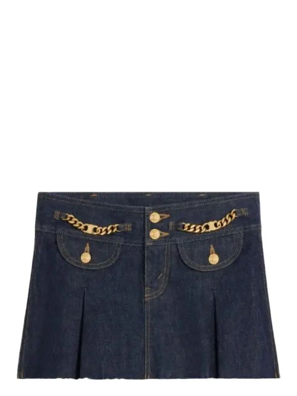 Celine Chain Detail Denim Mini Skirt - Blue