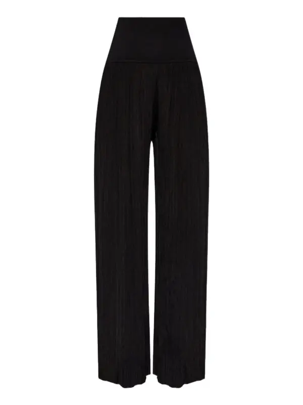 Alaïa High Waist Knitted Ribbed Wide Leg Pants - Black