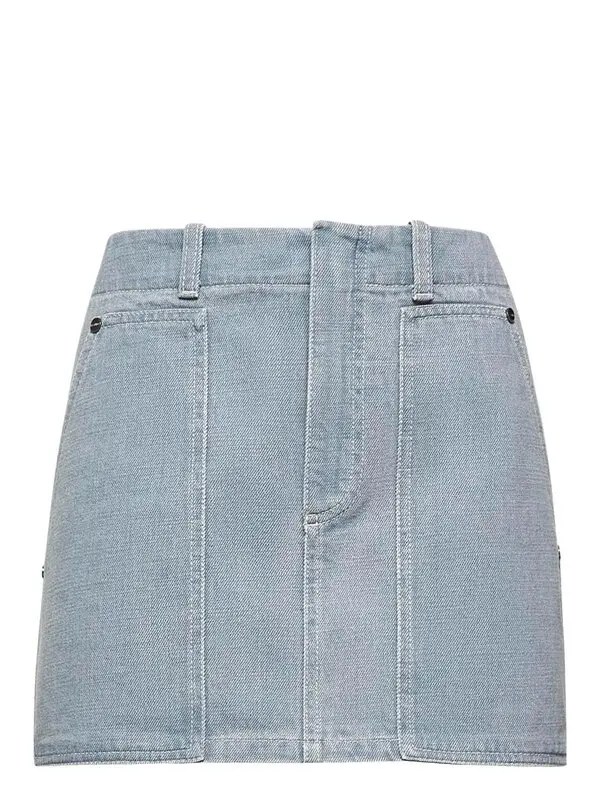 Fendi Ff Embossed Denim Mini Skirt - Gray