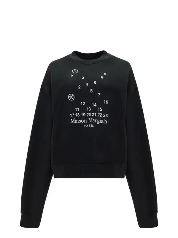MAISON MARGIELA Printed Crewneck Sweatshirt - Black
