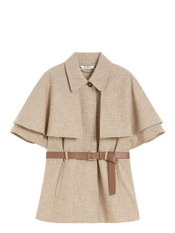 Max Mara Belted Cape With Shirt Collar - Tobacco Color