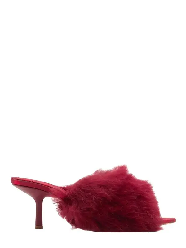 Burberry Open-toe Shearling Sandals - Red