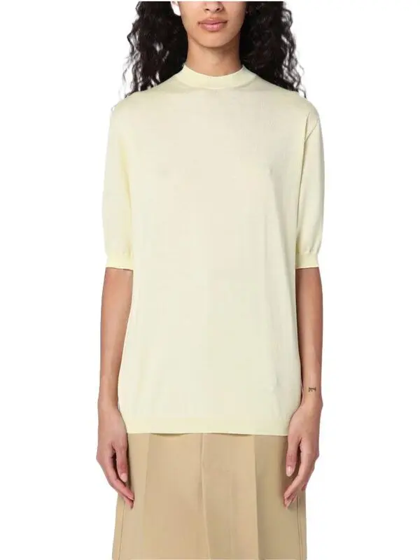 Bottega Veneta Logo Embroidered Knitted Top - White