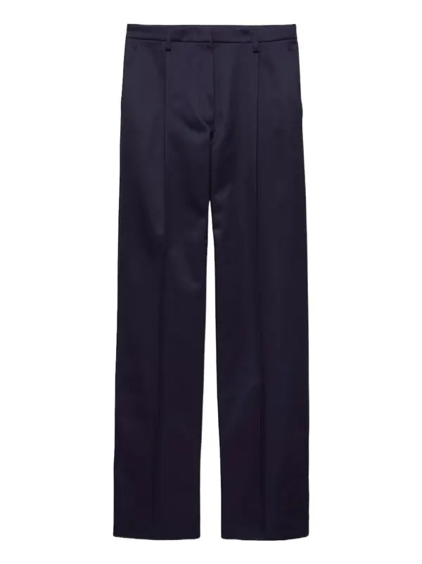 Prada Pleated Straight-leg Trousers - Navy Blue