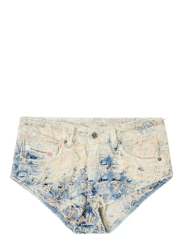 DIESEL® Houndstooth-weave Denim Shorts - Light Blue