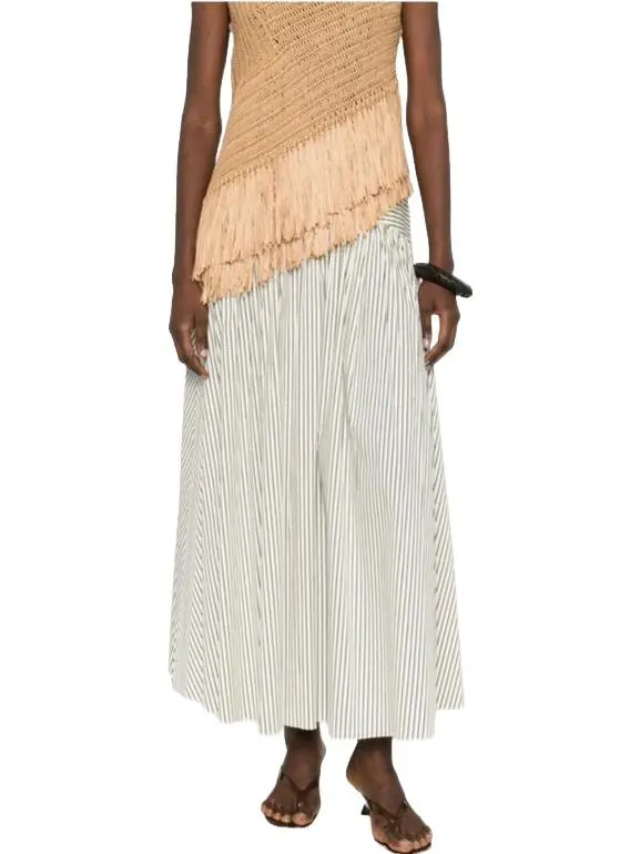 Staud Procida Striped Midi Skirt - White