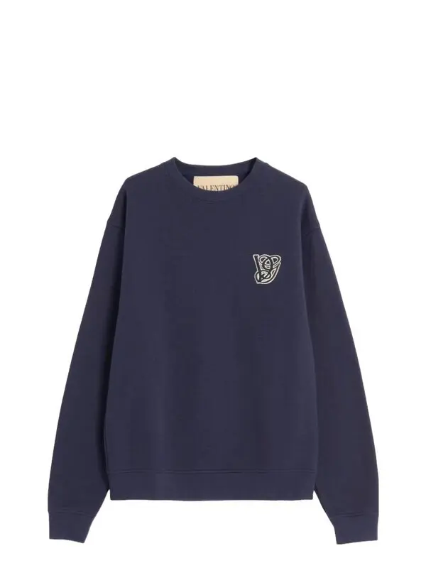 Valentino Garavani Cotton Sweatshirt With Embroidered Patch - Black