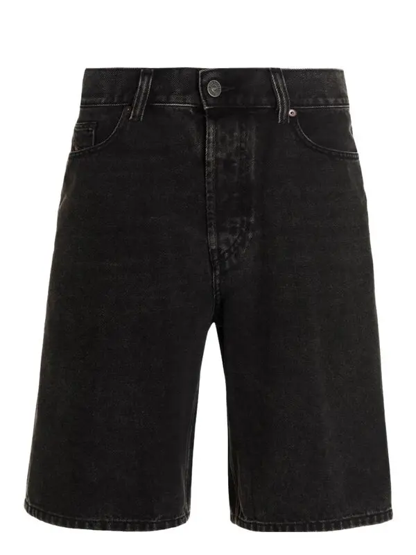 DIESEL® Knee-length Logo Denim Shorts - Black
