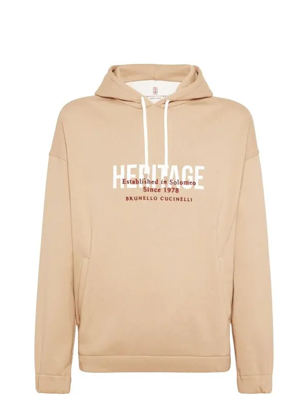 Brunello Cucinelli Logo Embroidered Drawstring Hoodie - Nude