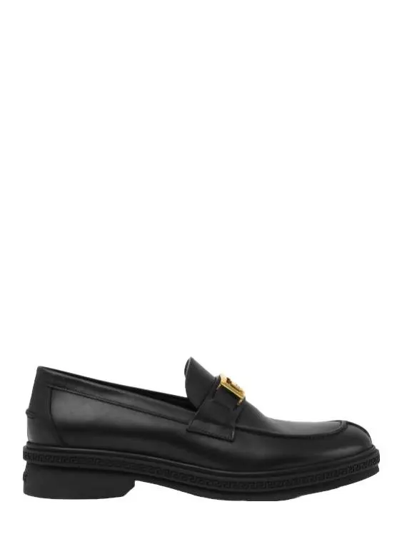 Versace Logo-engraved Leather Loafers - Black