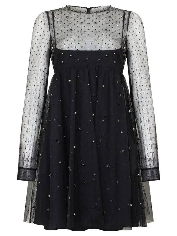 Red Valentino Sheer Embellished Mini Dress - No