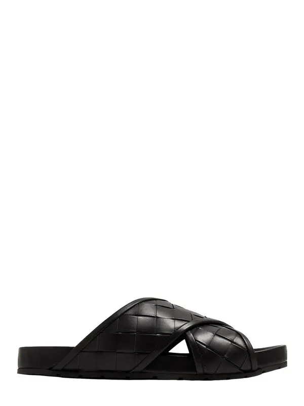 Bottega Veneta Cross-over Leather Sandals - Black