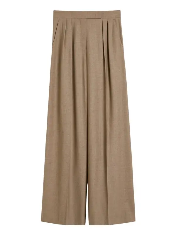 Max Mara Pleated Wide-leg Trousers - Brown