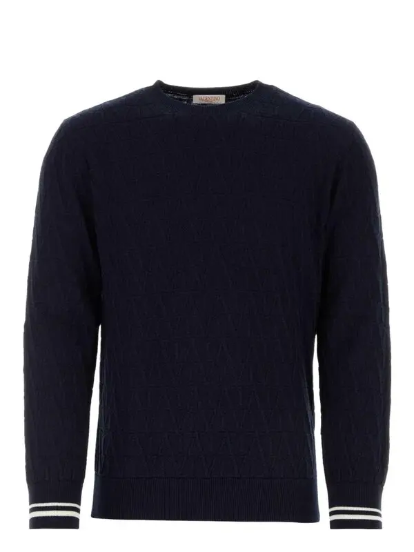 Valentino Garavani All-over Logo Patterned Crewneck Jumper - Black