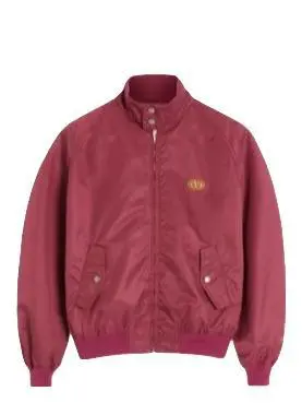Valentino Garavani Zip-up High Neck Jacket With Logo Patch - Maroon