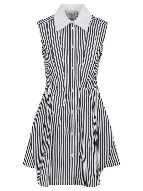 Sportmax Striped Sleeveless Shirt Dress - Black