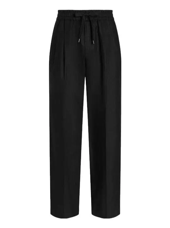 Dolce & Gabbana Drawstring Waist Pleated Trousers - Black