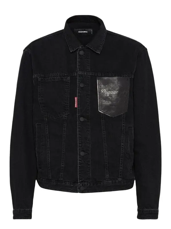 Dsquared2 Oversized Denim Jacket With Lapel Collar - Black
