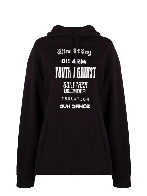Raf Simons Slogan Patches Hoodie - Black
