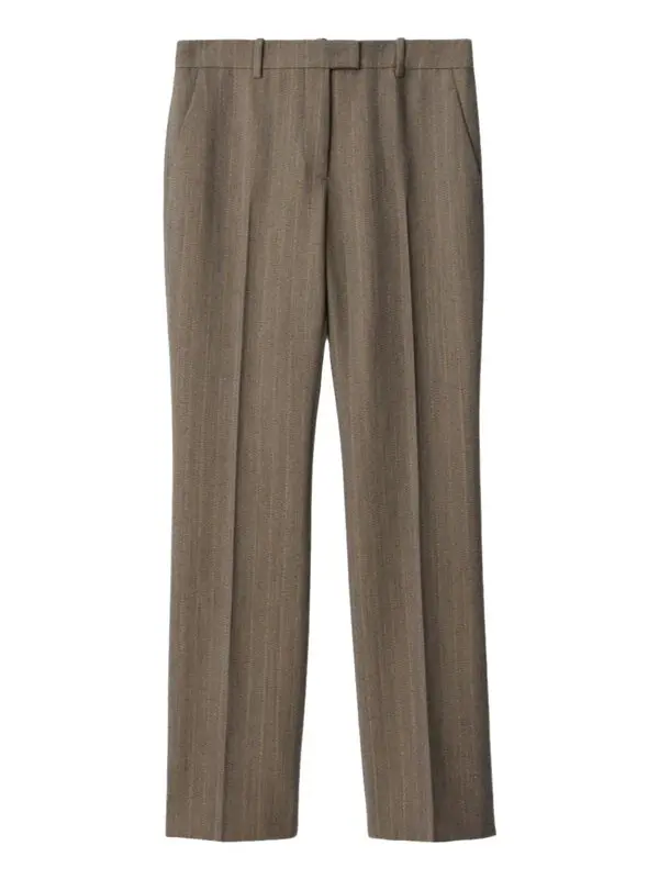 Burberry Striped Tailored Trousers - Coffee Brown Mixed Colors